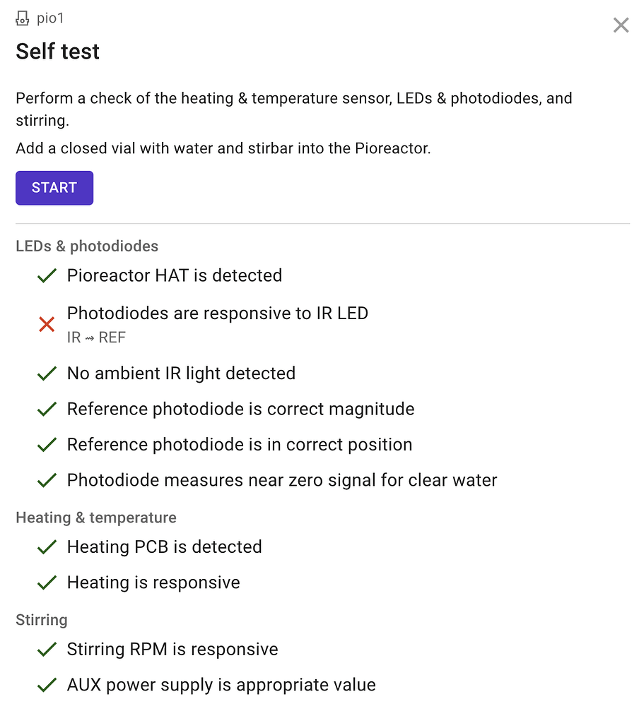 Self-test failure (IR -> REF) - Using the Pioreactor - Pioreactor forum